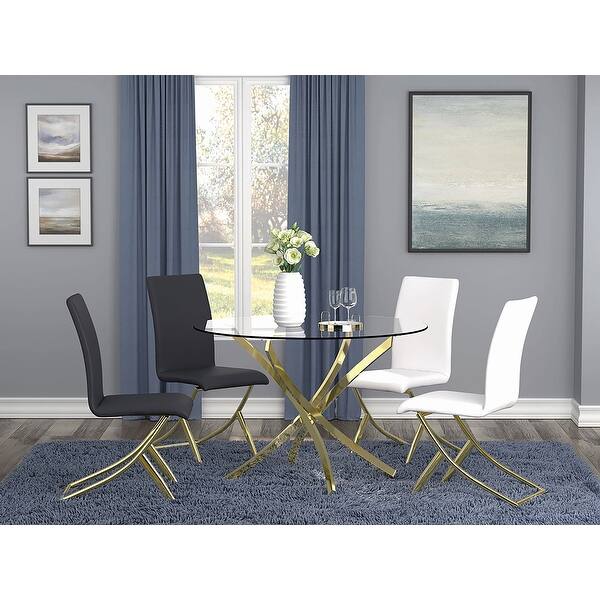 Beckham Brass and Clear Round Dining Table - On Sale - Bed Bath ...