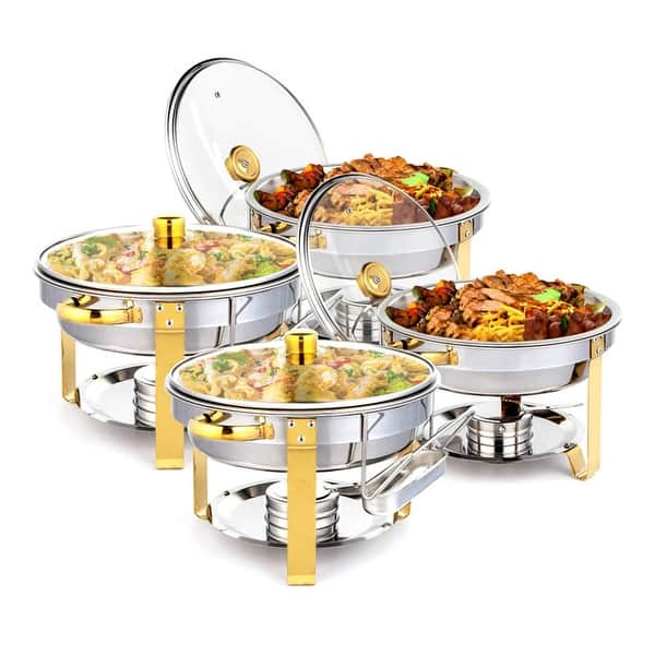 2/4/6/8 Sets 5 Qt Stainless Steel Round Chafing Dish - On Sale - Bed ...