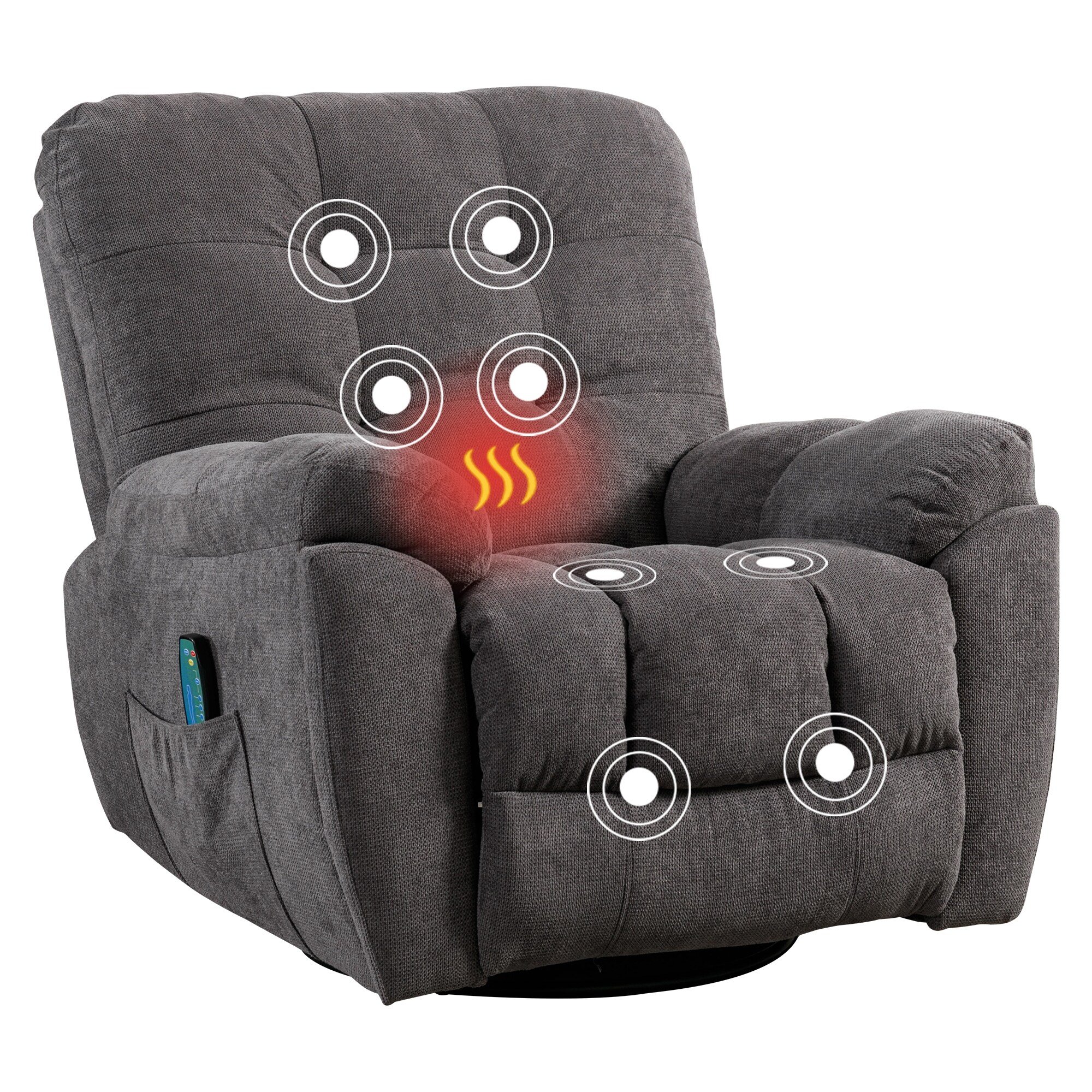 Massage and Heating Manual Recliner Chair with 2 Cup Holders Breathable ...