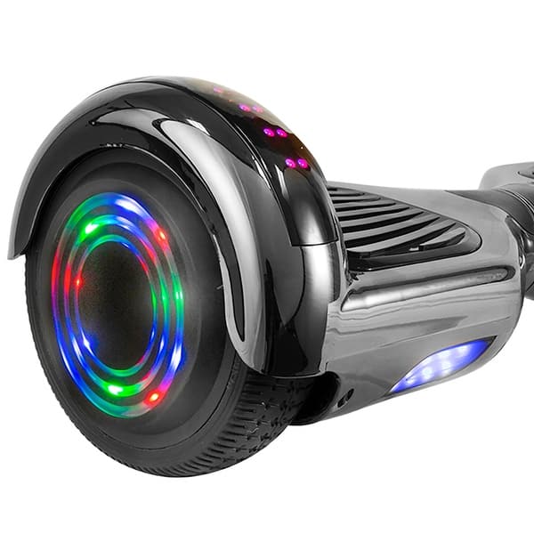 Hoverboard with LED Wheels/Rims and Bluetooth Speakers in Black Chrome ...