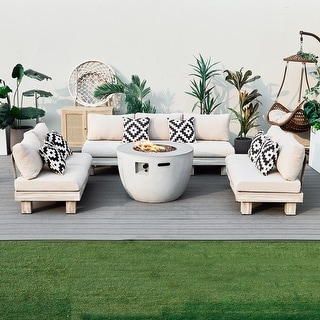 5/7-Seat Multifunctional Outdoor Fire Pit Sofa Set Conversation Set ...