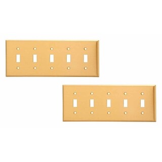 2 Switch Plate Brushed Solid Brass Five Toggle | Renovator's Supply ...
