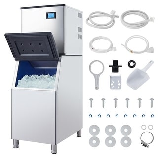 350Lbs/24H Commercial Ice Maker Machine with 70Lbs Storage - N/A - Bed ...