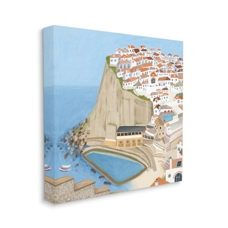 Stupell Portugal Sea Port Coastal City Landscape Illustration Canvas ...