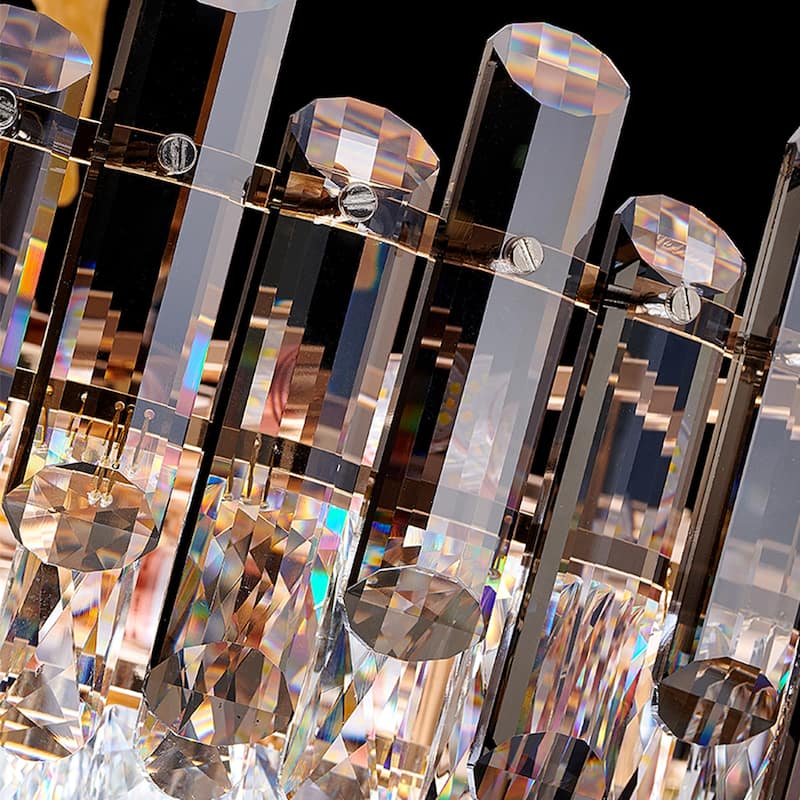 Smoked Gray Rectangle Crystal Ceiling Mount Chandelier - Bed Bath ...