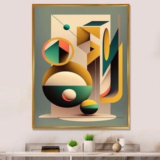 Designart "Retro Elementary Geometrics VII" Modern Geometric Framed ...