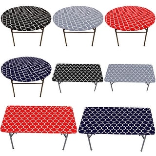 Round Vinyl Fitted Tablecloth with Elastic Edge 40-44 Inch - 40 - 44 ...
