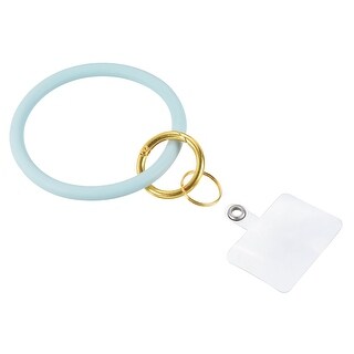 Key Ring Bracelet Silicone Keychain Circle Wristlet Keyrings Blue Gray ...