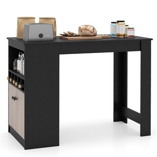Modern 48" Bar Table with Adjustable Shelves and Wine Storage for ...