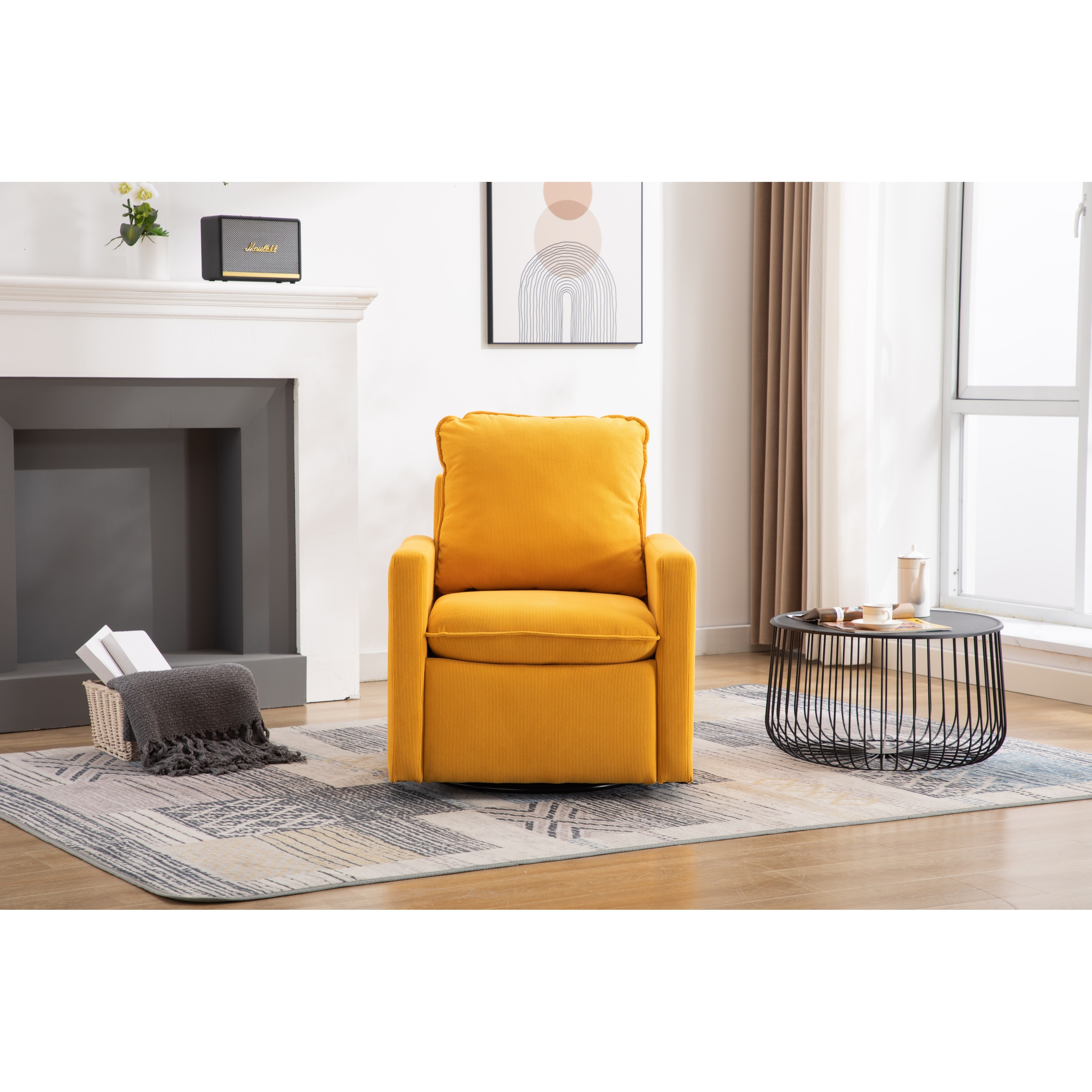 Round Armchair Pumpkin Barrel Chair 360 Degree Swivel Accent Chair ...