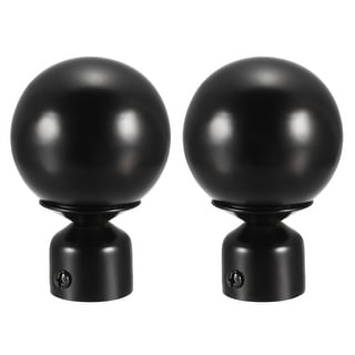 Curtain Rod Finials Iron Ball Cap for 27mm Drapery Pole Black 90mm x ...