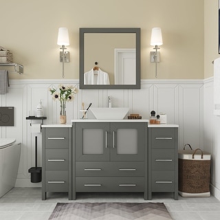 Vanity Art 54-inch Single Sink Bathroom Vanity Set with Engineered ...