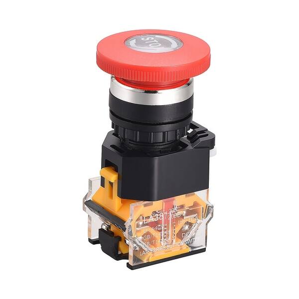 22mm Mounting Latching Emergency Stop Push Button Switch AC250V 10A 1NO 1NC - Red,Black - Bed ...