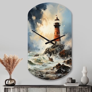 Vintage Lighthouses Guiding Light I - Lighthouses Large Wall Clocks ...
