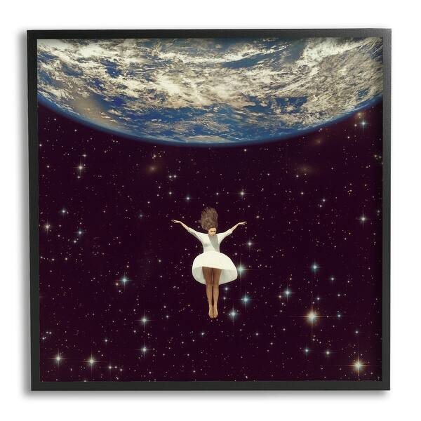 Stupell Woman Falling Through Space White Dress Earth Framed Wall Art ...