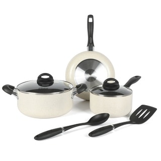 Oster Clairorne 7 Piece Aluminum Premium Nonstick Pots and Pans Cookware Set W/ Induction ...