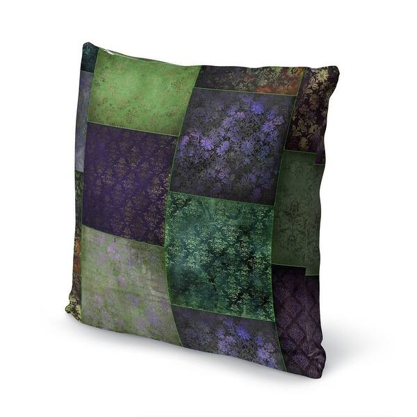 ECLECTIC BOHEMIAN PATCHWORK GREEN AND PURPLE Accent Pillow By Kavka ...