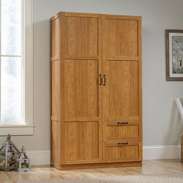Bedroom Wardrobe Cabinet Storage Closet Organizer in Medium Oak Finish 40 W x 19.4 D x 71.1 H On Sale Bed Bath Beyond 29819029