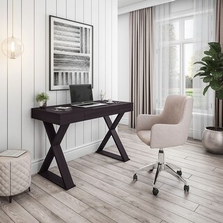 Elegant Writing Desk with Drawer, X-Shaped Legs, and Durable Particle ...