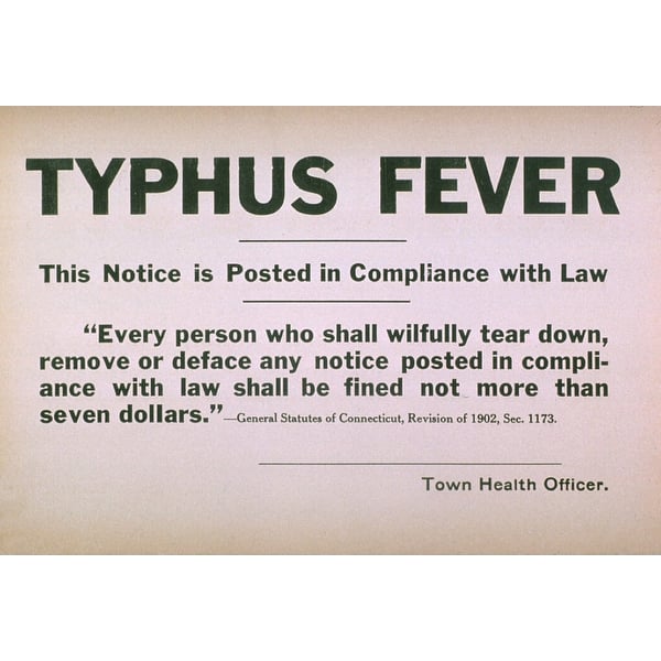 Early 20Th Century Quarantine Sign For The Contagious Disease Typhus ...