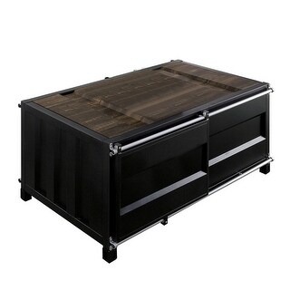 Container Style Coffee Table With Sliding Doors Black Saltoro Sherpi ...