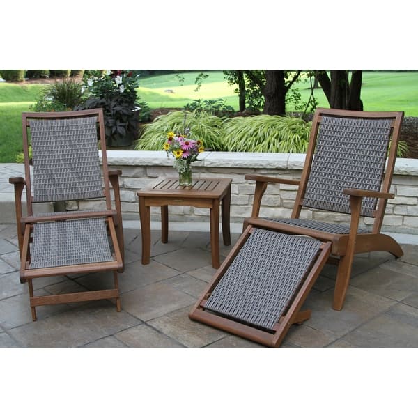 Eilaf 3 pc. Eucalyptus Wicker Lounger Set with Ottoman and Square End ...