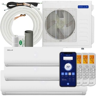 DELLA 36K BTU 3 Zone 9K 9K 24K BTU Multi Zone Mini Split AC W/ Heat ...