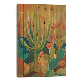 Prickly Blooms Print On Wood by Kristin Harvey - Multi-Color - Bed Bath ...