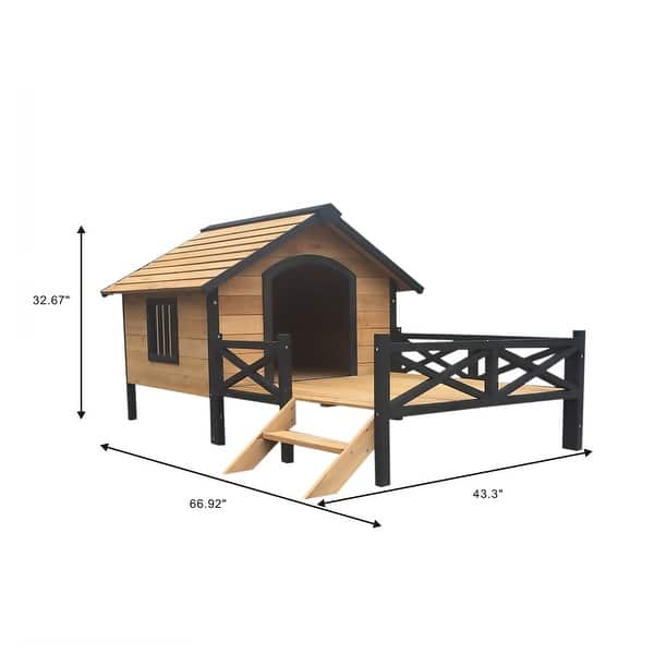 Outdoor Large Wooden Cabin House Style Wooden Dog Kennel with Porch ...