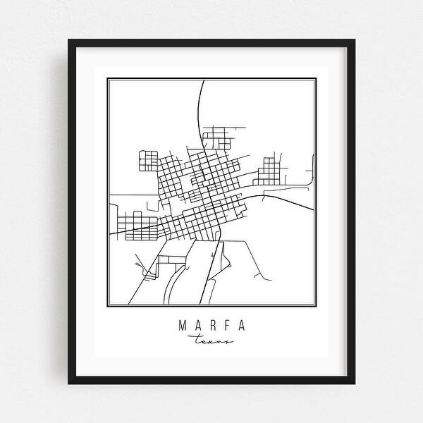 Texas Marfa Marfa Texas Street Map Maps Black White Art Print/Poster ...