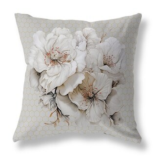 Off And White Magnolia Majesty Indoor/Outdoor Throw Pillow - Bed Bath ...