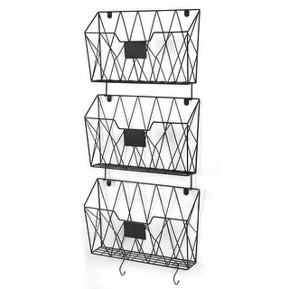 3 Pockets File Wall Organizer with Tag Slot Hanging File Organizer ...