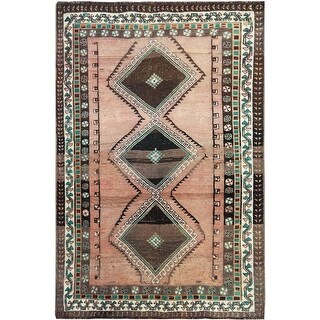 Shahbanu Rugs Shades of Brown and Red Semi Antique Geometric Design ...
