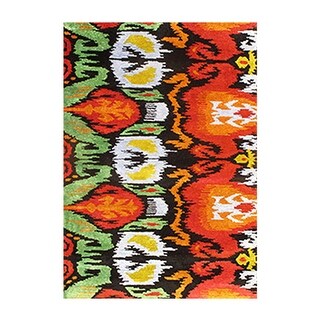 Modern Ikat Rug - 4' X 6' - Green - Red - White - 6' x 4' - Bed Bath ...