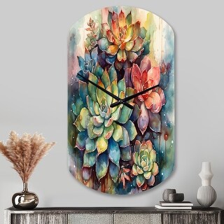 Designart - Green Red Cactus Scenery IV - Cactus Large Wall Clock in ...