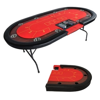 10 Players Foldable Poker Texas Holdem Table, Felt Surface Oval Card ...
