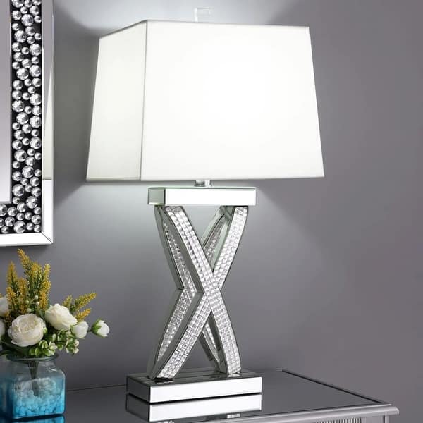 Glamorous Contemporary X Designed Mirrored Table Lamp - Bed Bath ...