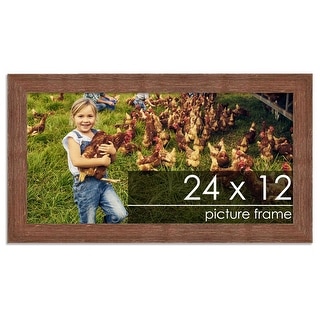 24x12 Frame Brown Barnwood Picture Frame with UV Acrylic Glass, Foam ...