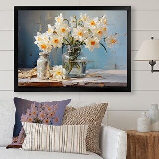 Designart "Daffodils Farmhouse Still Life " Daffodils Framed Wall Decor ...