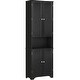Tall Narrow Bathroom Storage Cabinet With Two Cabinets Doors And ...