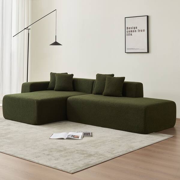 Green 2pc Chaise Loveseat Set Convertible L-shaped Sectional Sofa - Bed Bath & Beyond - 40987644