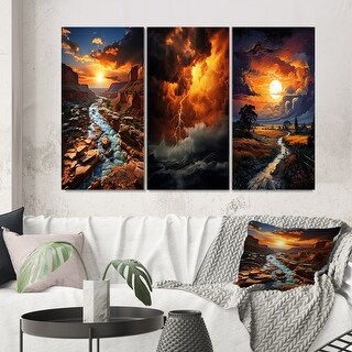 Designart "Majestic Stormscape" Landscape & Nature Wall Art Set Of 3 ...