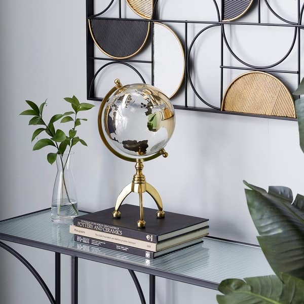 Multi Color Metal and Glass Glam Traditional World Desk Globe - Bed ...