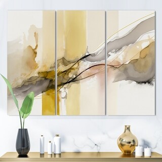 Designart "Touched By Mustard Yellow And Ultimate Gray VI" Abstract ...