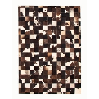 ECARPETGALLERY Handmade Cowhide Patchwork Dark Brown Leather Rug - 5'6 ...