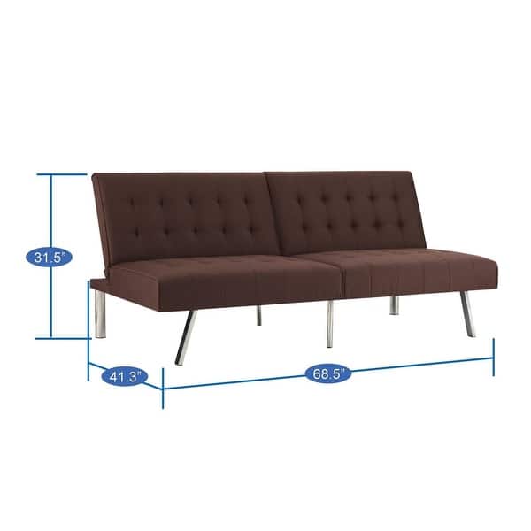 Tufted Mid-Century Modern Split Back Futon Sofa Couch Bed with Chrome ...