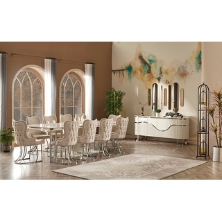 Piyo Modern Dining Room Table And 10 Dining Room Chairs Set - Bed Bath ...