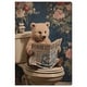 Bear Cub in Garden Toilet Bathroom Wall Art Wrapped Canvas Print by Art ...