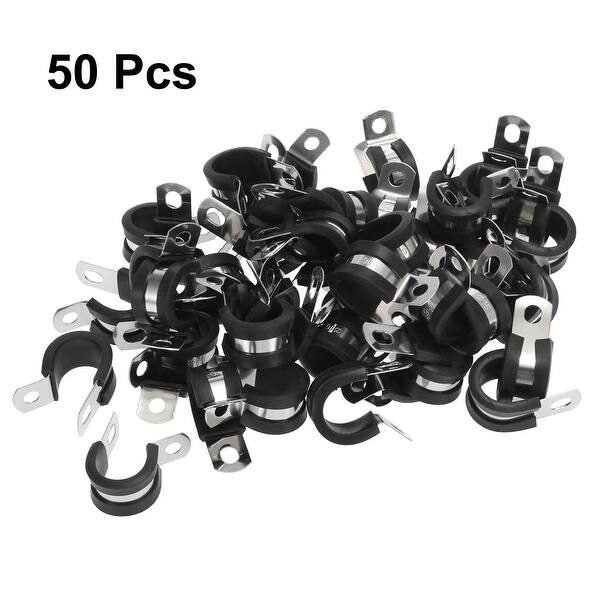 50pcs R Shape Automotive 304 Stainless Steel Cable Clamp Rubber ...