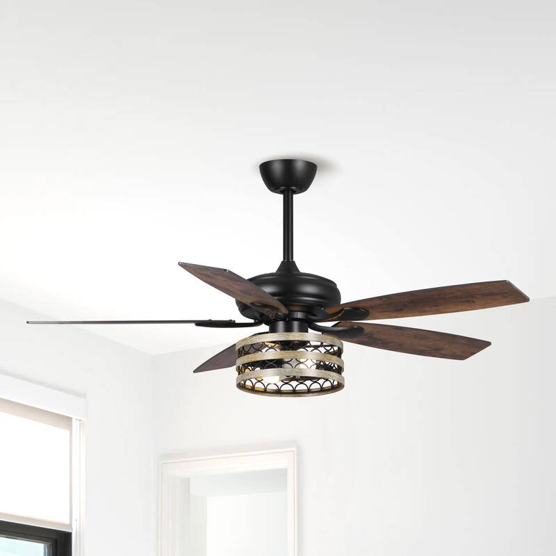 52" Farmhouse Wood Smart Ceiling Fan works with Google Assistant and ...